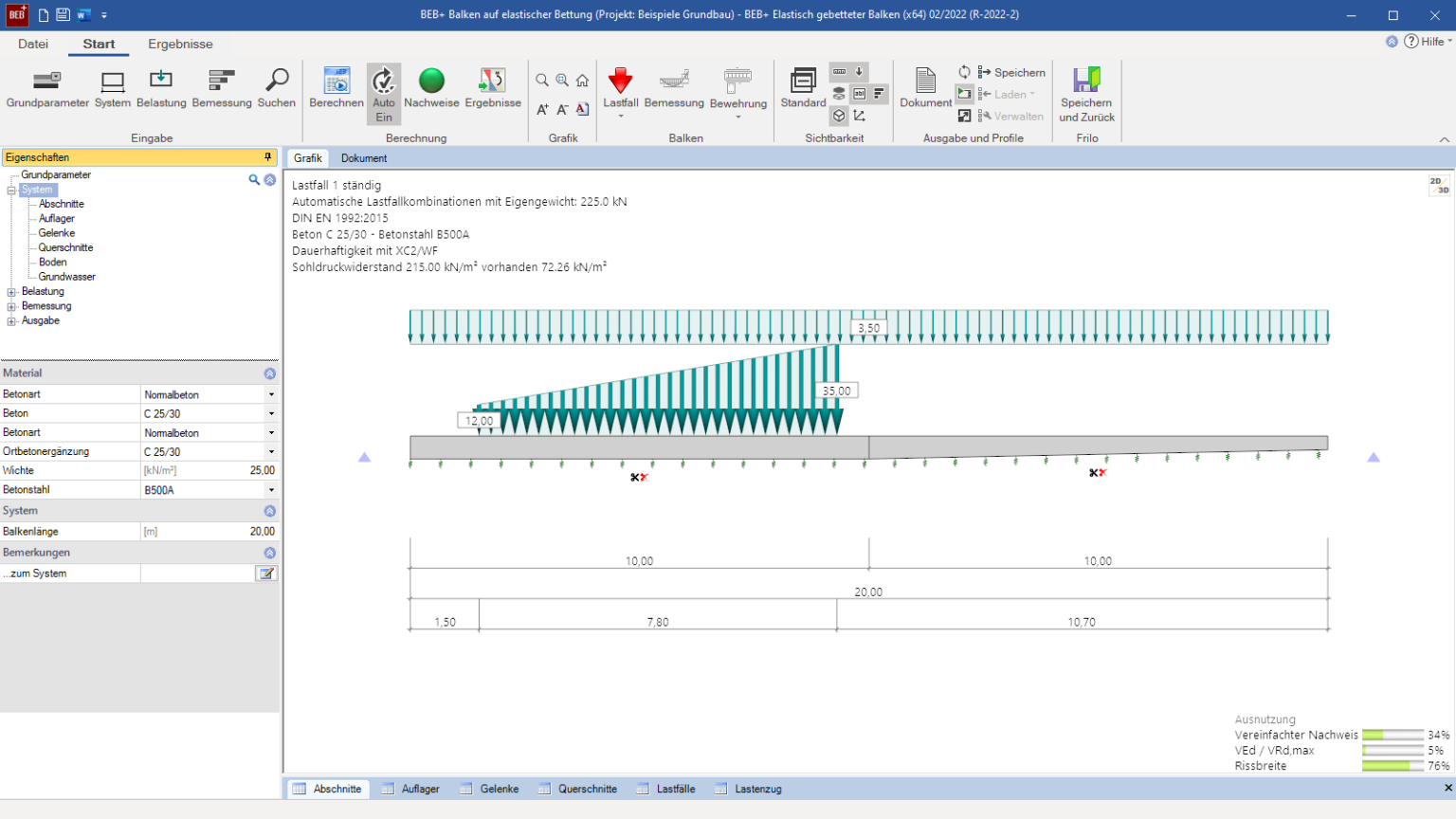 Elastisch gebetteter Balken I FRILO