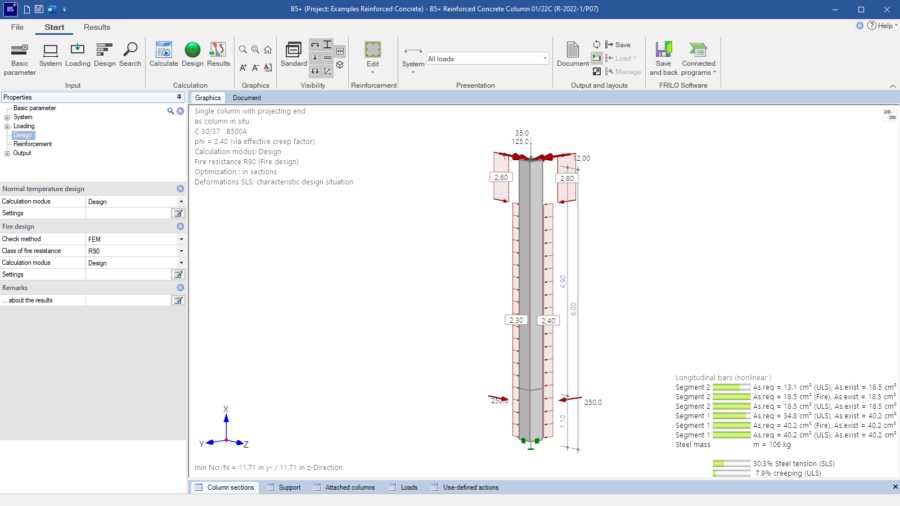 Analysis and design of columns | FRILO